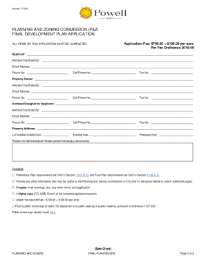 Fillable Online planning and zoning commission (p&z) final development ...