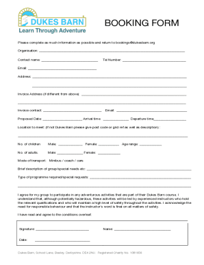 Fillable Online School Visit booking form Fax Email Print - pdfFiller