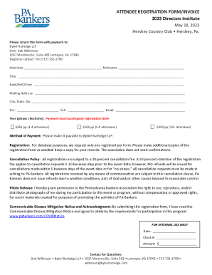 Fillable Online attendee registration form/invoice Fax Email Print ...