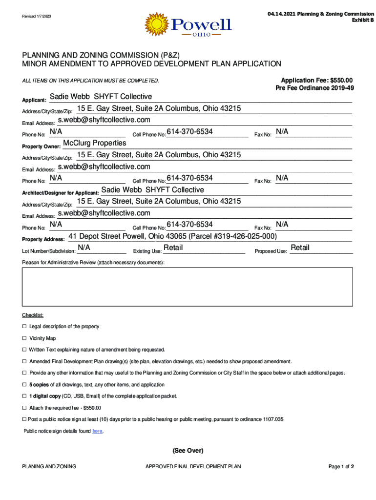 Fillable Online PLANNING AND ZONING COMMISSION (P&Z) MINOR ... Fax Email Print - pdfFiller