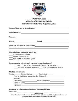 Fillable Online CRAFT VENDOR APPLICATION Fax Email Print - pdfFiller