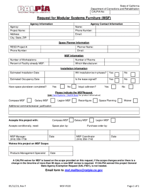 Fillable Online Request for Modular Systems Furniture Form Fax Email ...
