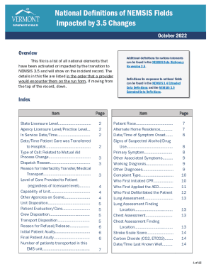 Fillable Online National Definitions of NEMSIS Fields Impacted by 3.5 ...