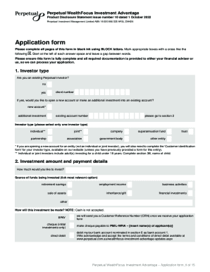 Fillable Online Perpetual WealthFocus Investment Advantage application ...