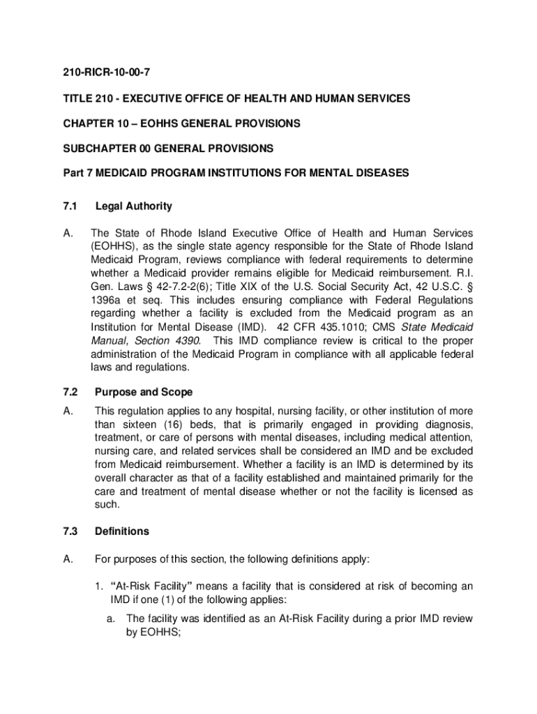 Fillable Online eohhs ri Title 210 - Executive Office of Health and ...