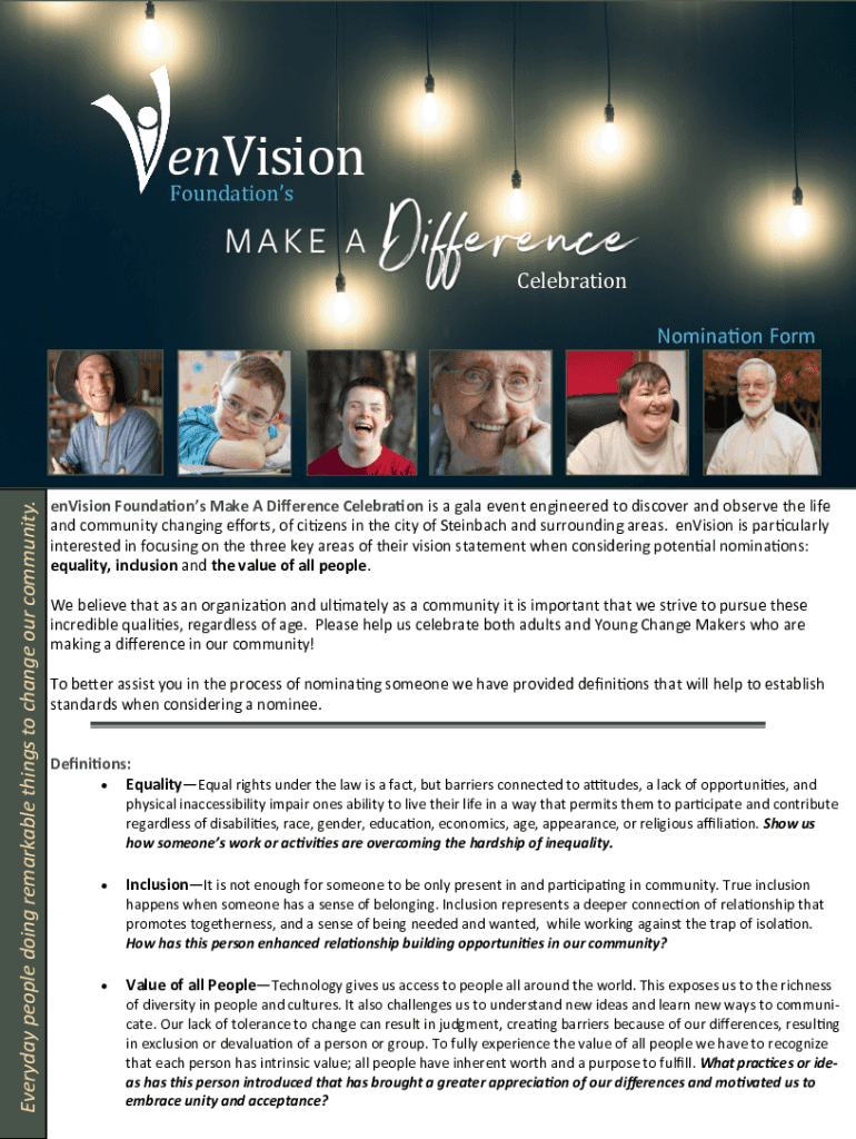 Fillable Online enVision - Foundationss Nomination Form Fax Email Print ...