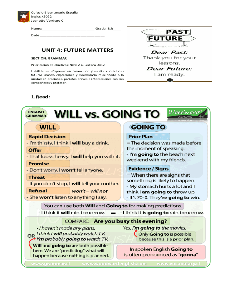 Fillable Online UNIT 4: FUTURE MATTERS Fax Email Print - pdfFiller