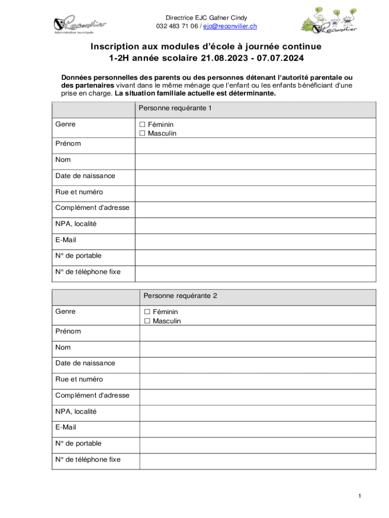 Remplissable En Ligne 1-2H anne scolaire 21 Fax Email Imprimer - pdfFiller