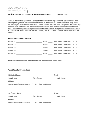 Fillable Online 25 Printable emergency contact form for students ...