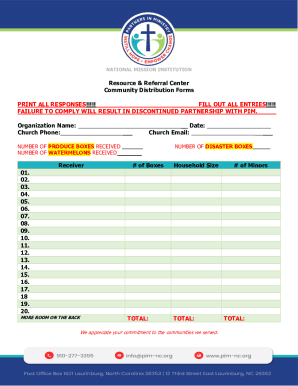 Fillable Online Resource & Referral Center Community Distribution Forms ...