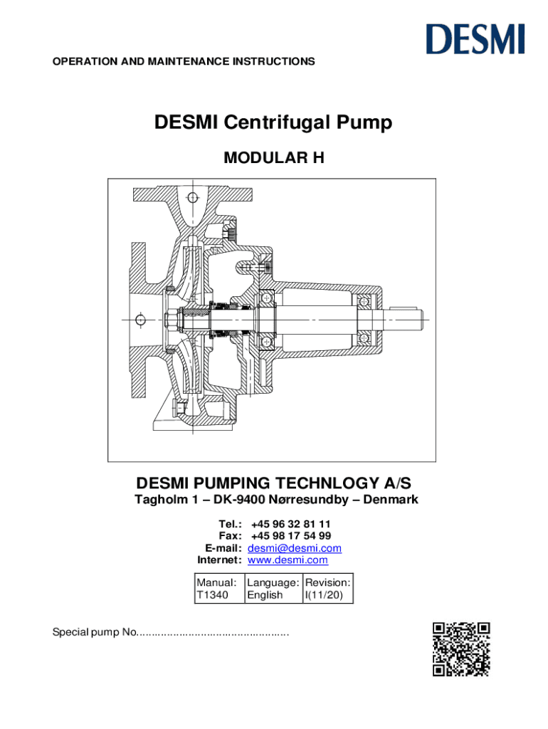 Fillable Online DESMI self-priming centrifugal pump Modular SN Monobloc ...