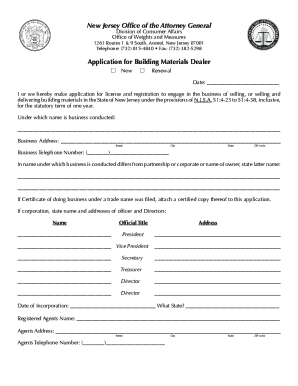 Fillable Online State of New Jersey Department of Law and Public Safety ...