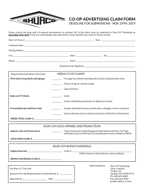 Fillable Online CO-OP ADVERTISING CLAIM FORM: Fill out & sign online ...