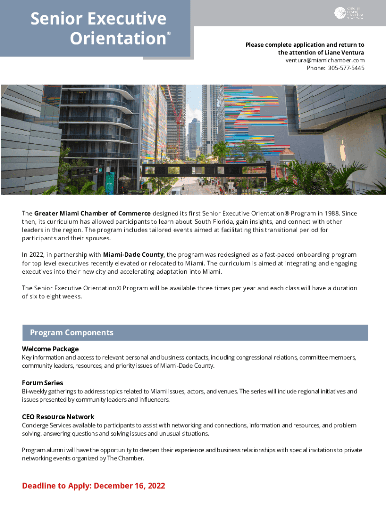 Fillable Online SENIOR EXECUTIVE ORIENTATION-APPLICATION- ... Fax Email ...