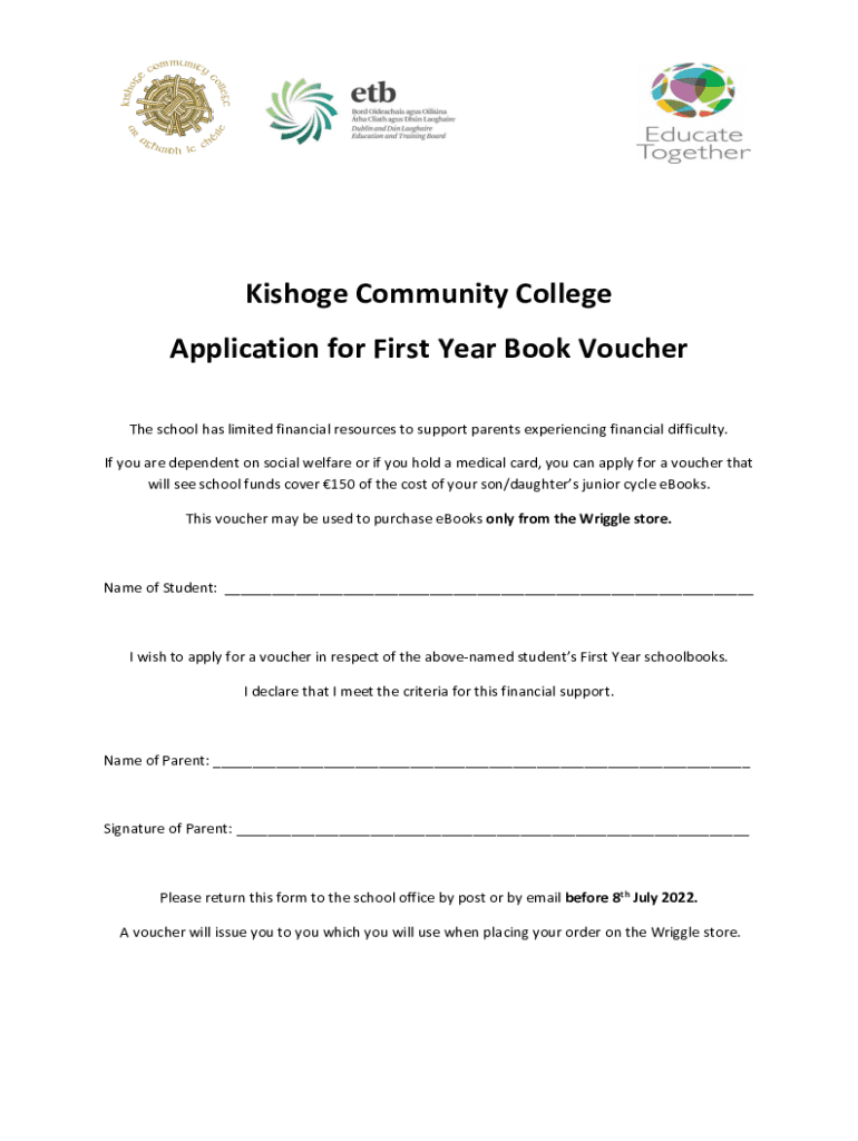 Fillable Online Kishoge Community College Application for First Year ...