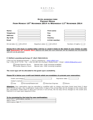 Fillable Online Hotel Booking Form Template Fax Email Print - pdfFiller