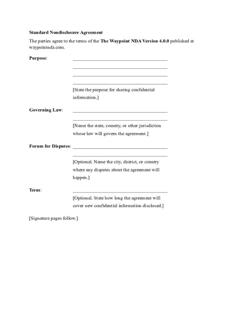 Fillable Online Standard Nondisclosure Agreement I propose that we sign ... Fax Email Print ...