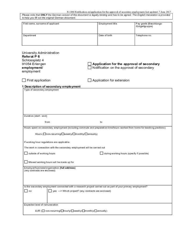 Fillable Online Application for the approval of secondary Notification ...