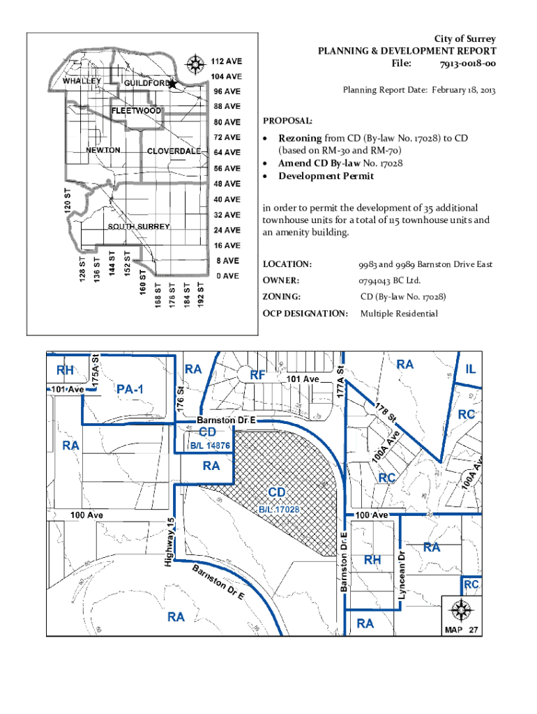 Fillable Online City of Surrey PLANNING & DEVELOPMENT REPORT File: 7913 ...