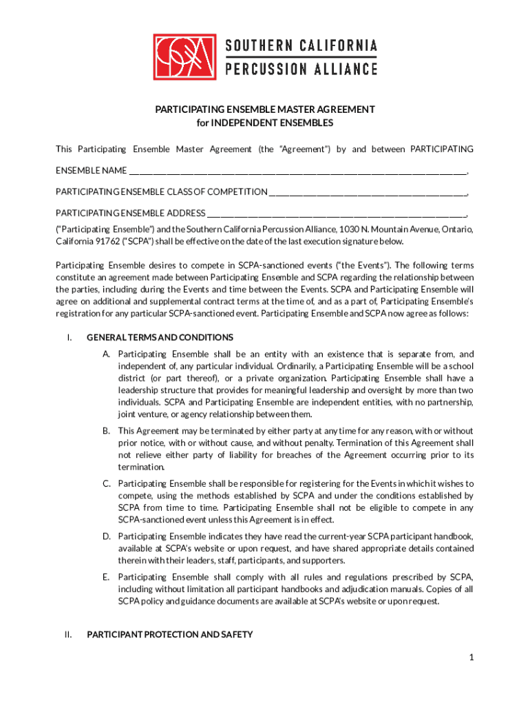 Fillable Online Participating Ensemble Master Agreement Fax Email Print ...