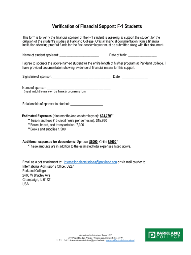 Fillable Online Verification of Financial Support: F-1 Students Fax Email Print - pdfFiller