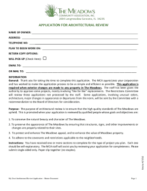 Fillable Online Application for Architectural Review--Landscaping Fax ...