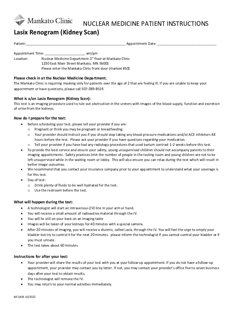 Fillable Online Nuclear Medicine Renal Scans, Renal Flow Scan, Diuretic ...