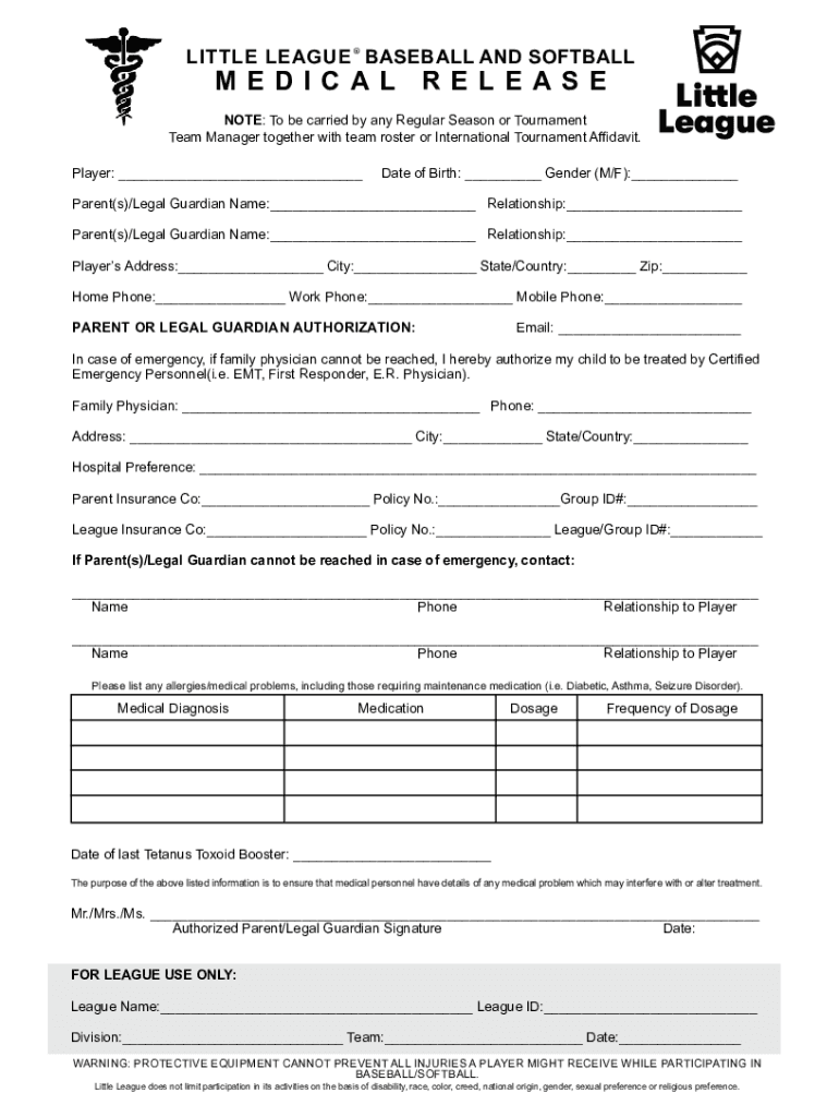 Fillable Online San Marino National Little League Fax Email Print - pdfFiller