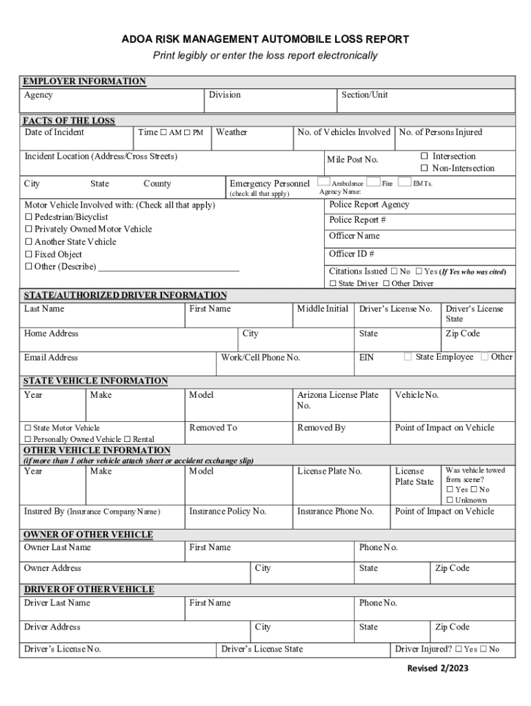 Fillable Online Auto Loss Report FINAL update 7-23-19 DRAFT T3 Fax ...