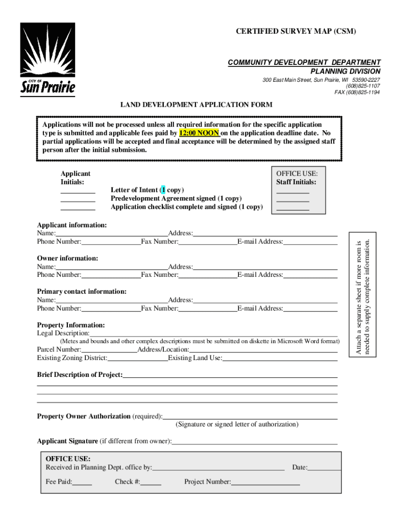 Fillable Online Rezone Application - Town of Sun Prairie Fax Email Print - pdfFiller