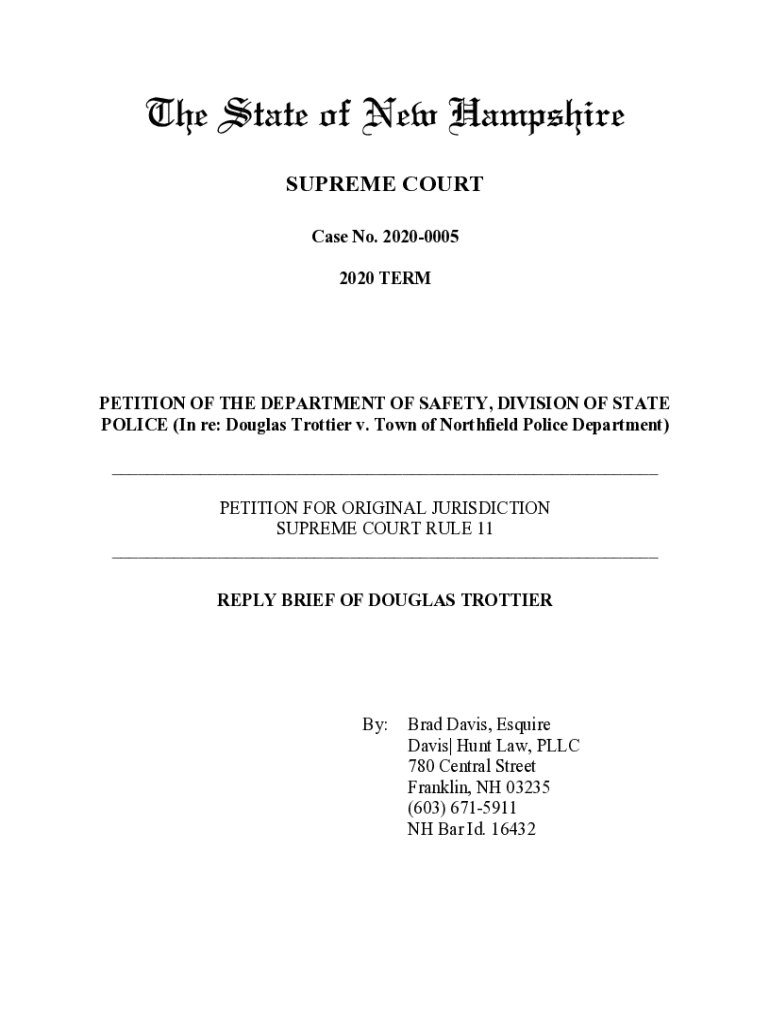 Fillable Online Douglas Trottier v. Town of Northfield Police ...