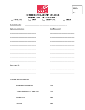 Fillable Online Position Interview Sheet Fax Email Print - pdfFiller