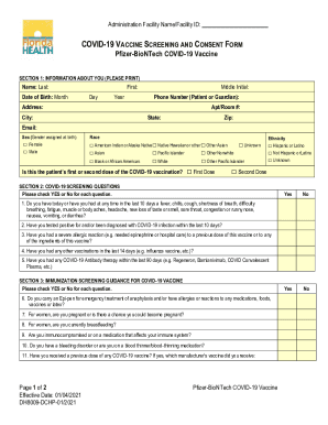 Fillable Online Pfizer-BioNTech COVID-19 Vaccines Fax Email Print ...