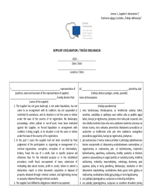 Fillable Online Annex 3 Suppliers declaration/ Fax Email Print - pdfFiller