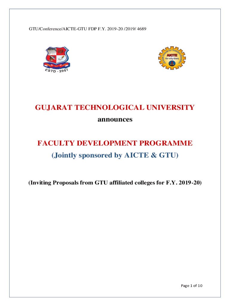 Fillable Online Conferences/Seminar/Workshop/FDPGujarat Technological ... Fax Email Print ...