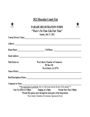 Fillable Online 2022 Parade Registration Form.pdf Fax Email Print - pdfFiller