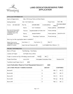 Fillable Online clkapps winnipeg LAND DEDICATION RESERVE FUND ...