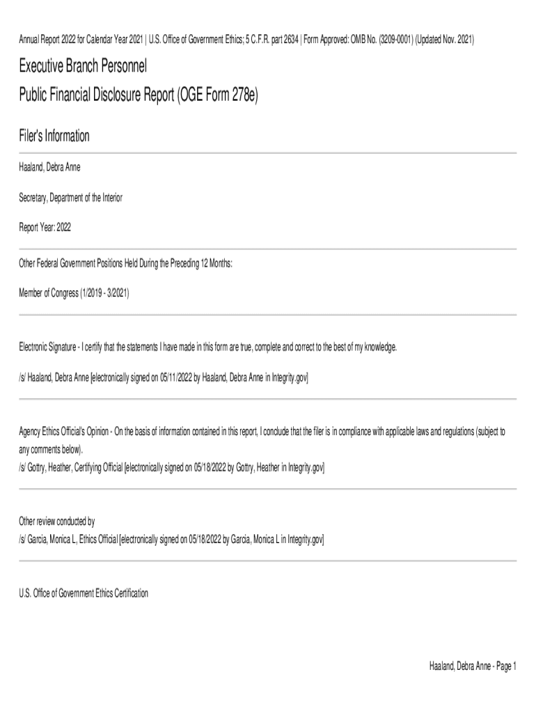Fillable Online Executive Branch Personnel Public Financial Disclosure Report ( ... Fax Email ...
