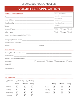 Fillable Online VOLUNTEER PACKET Fax Email Print - pdfFiller
