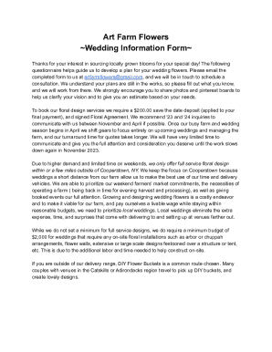 Fillable Online Wedding Information Form Part I Fax Email Print - pdfFiller