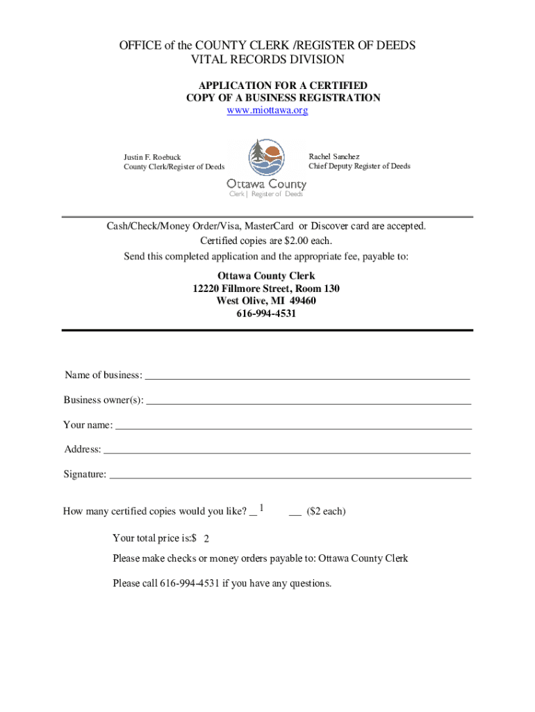 Fillable Online OFFICE of the COUNTY CLERK /REGISTER OF DEEDS ... Fax ...