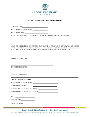 Fillable Online Lost/Stolen Badge Application Fax Email Print - pdfFiller