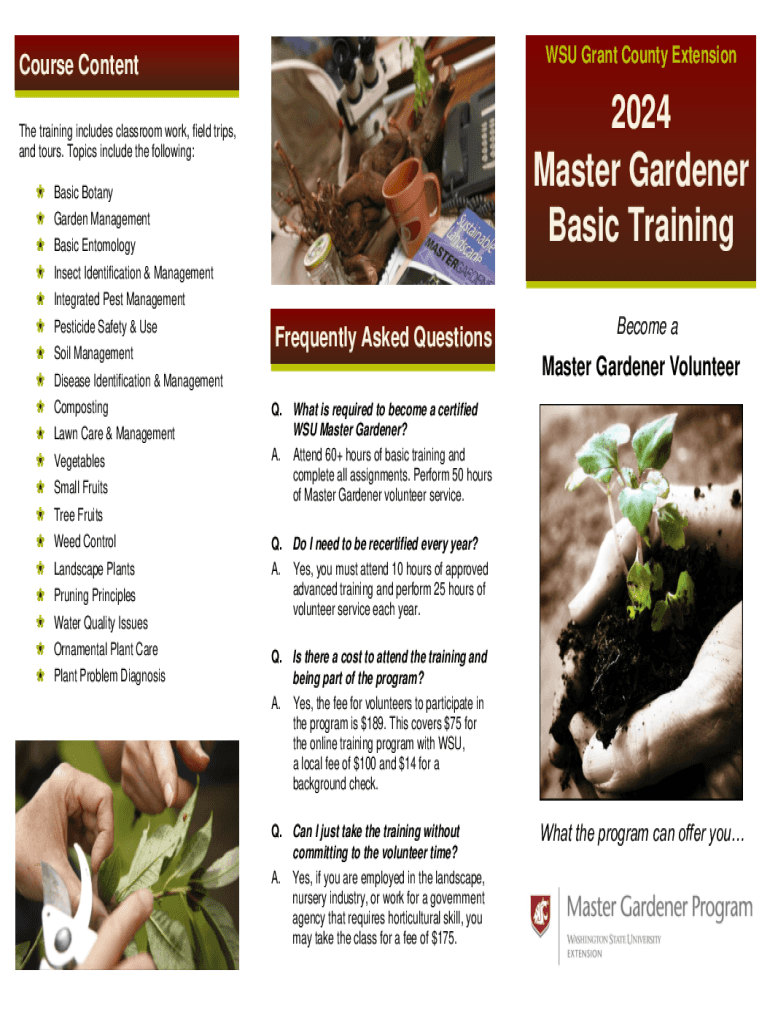 Fillable Online WSU Lewis County Master Gardener Basic Training Fax Email Print - pdfFiller