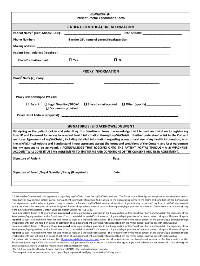 Fillable Online Patient Portal Proxy Access Request and Authorization ...