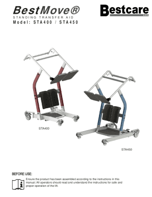 Fillable Online BestCare Standing Transfer Aid : Product Manual Fax ...