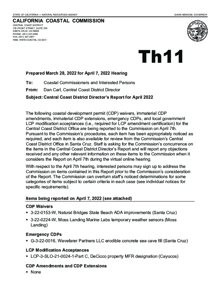 Fillable Online documents coastal ca Coastal Commission letter re ...