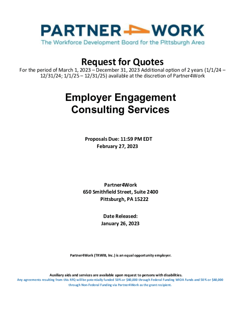 Fillable Online Employer Engagement Consulting Services RFQ Fax Email Print - pdfFiller