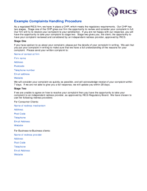 Fillable Online Example Complaints Handling Procedure Fax Email Print ...