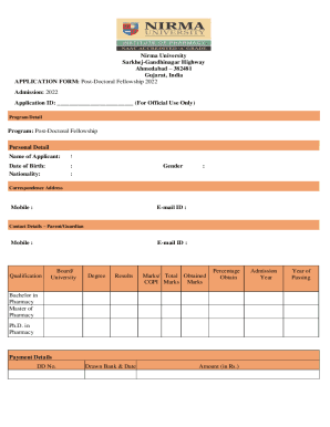 Fillable Online NIRMA. Admission Form Fax Email Print - pdfFiller