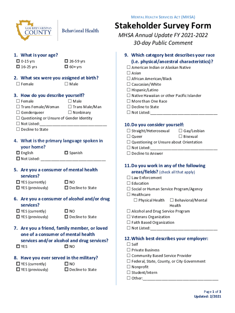 Fillable Online Stakeholder Survey Form Fax Email Print - pdfFiller